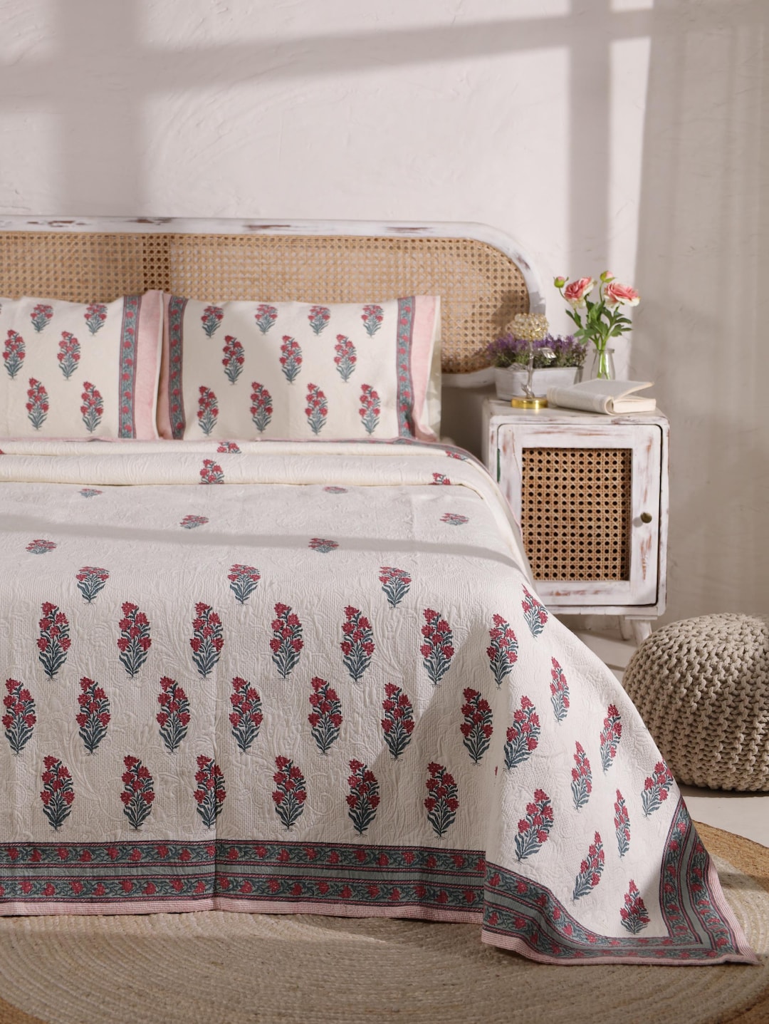 Handmade Jaipur Block Print Duvet Cover: King Size Boho Cotton Bedding ...