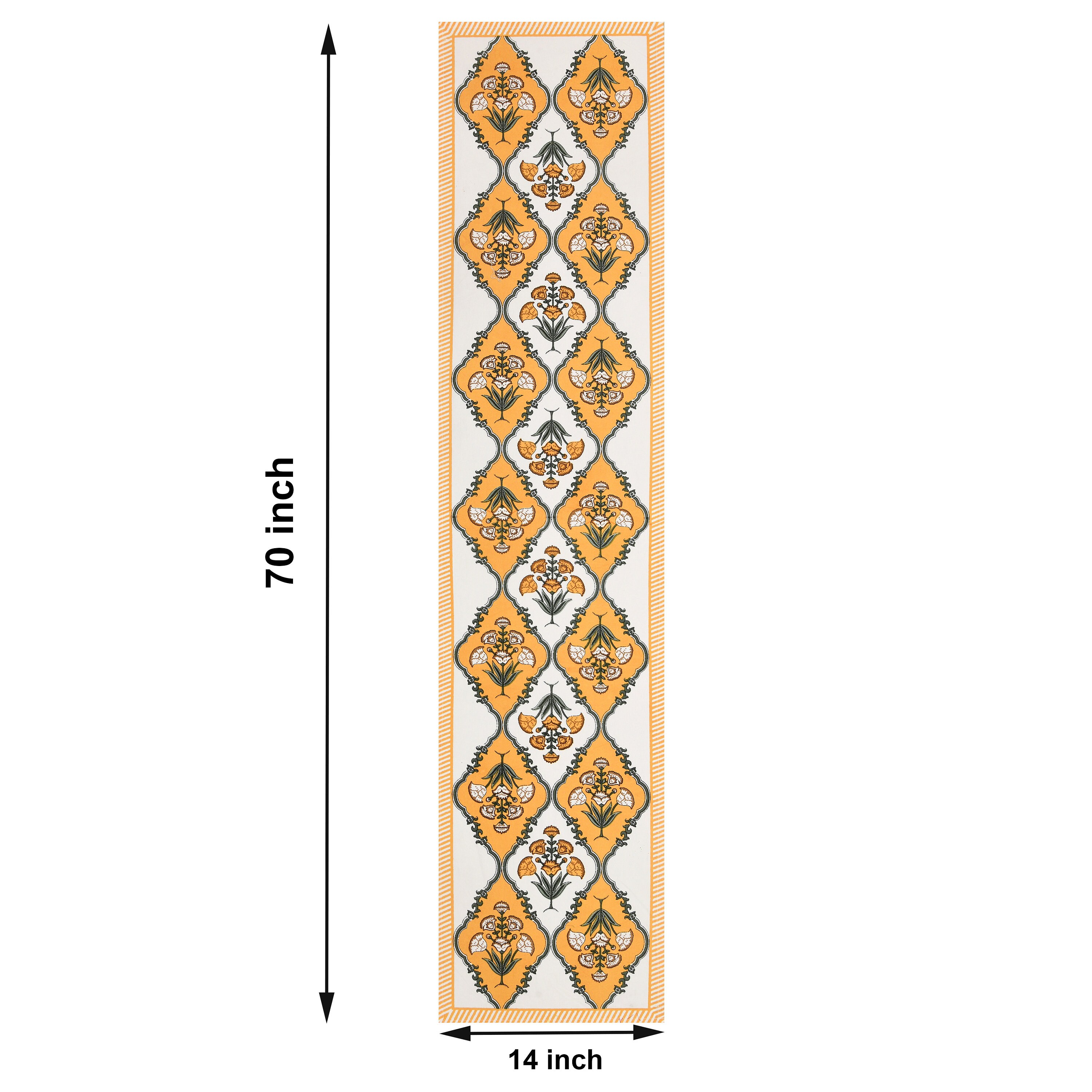 Yellow/golden Indian Block Printed Table Runner, Handmade Table Runner ...