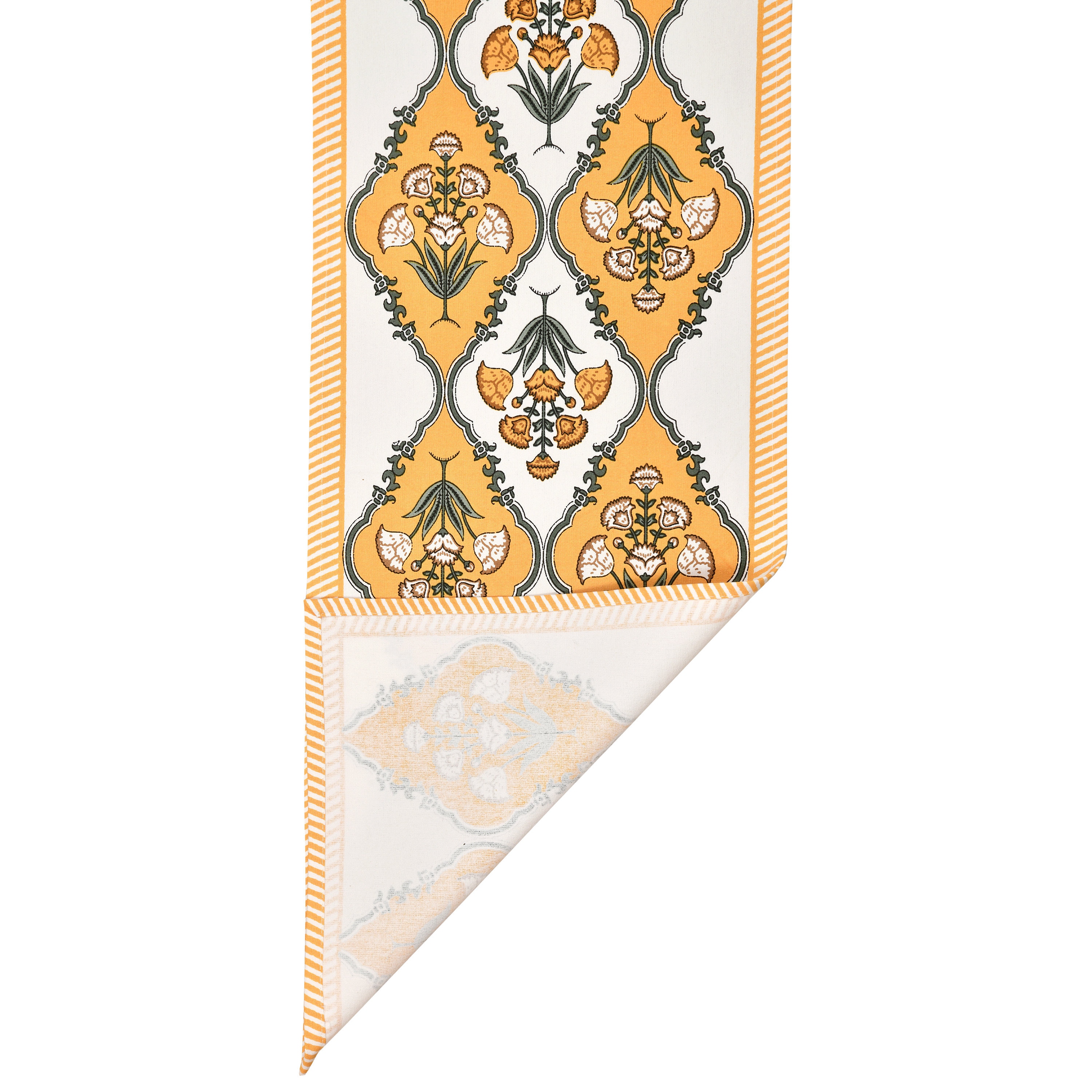Yellow/golden Indian Block Printed Table Runner, Handmade Table Runner ...