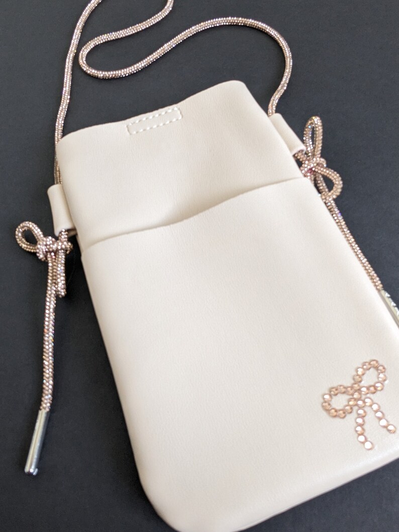 Cream Color Crystal Bows Purse W/ Pocket Unique One-of-a-kind. - Etsy