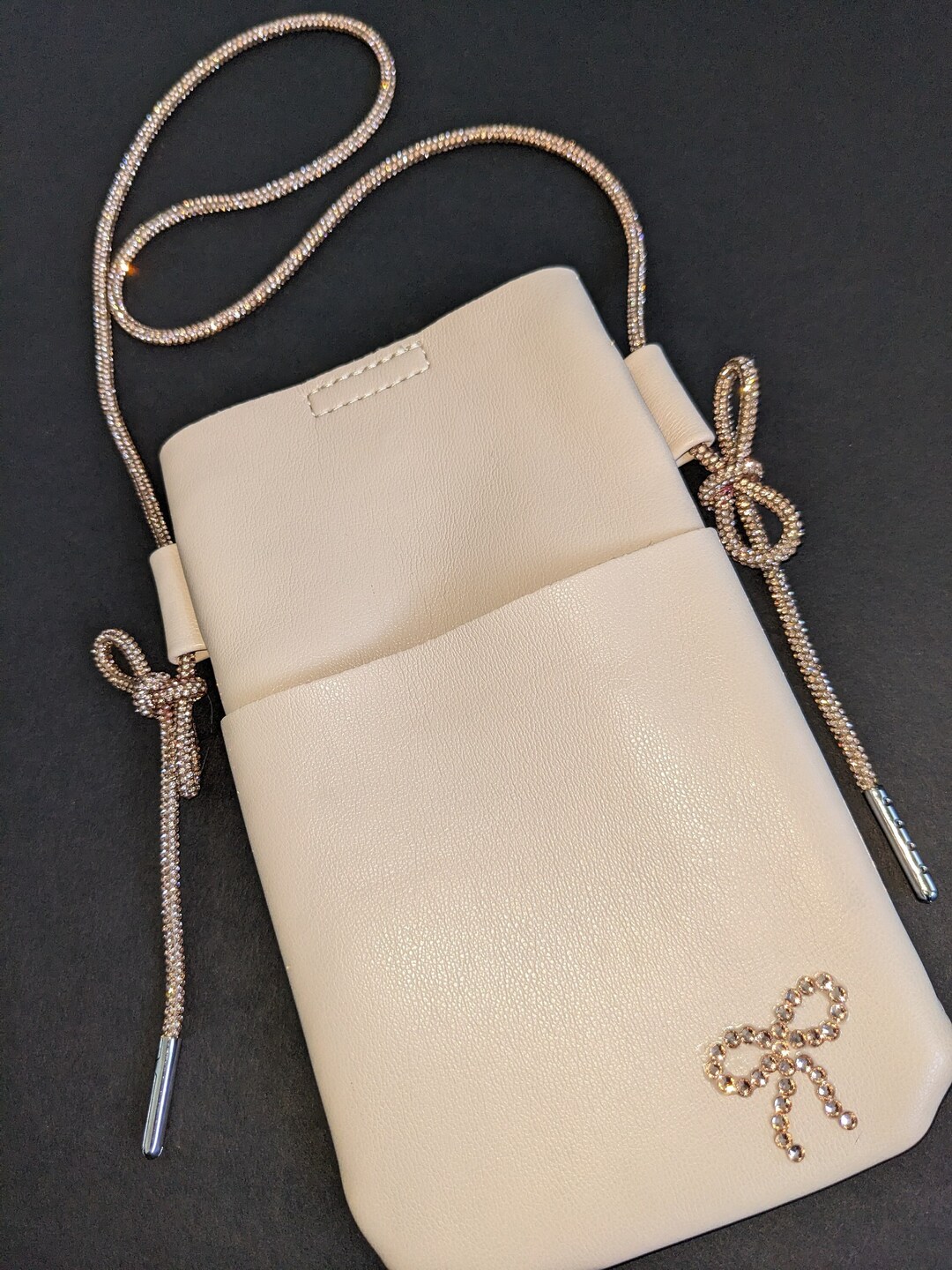 Cream Color Crystal Bows Purse W/ Pocket Unique One-of-a-kind. - Etsy