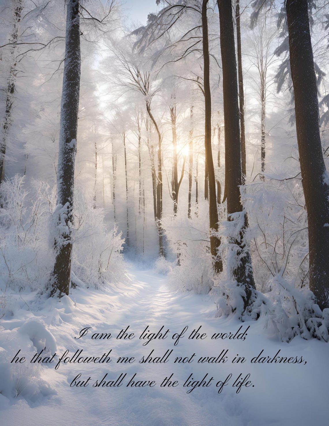 Winter Light - Frozen Snowy Trees and Bible Verse - Etsy