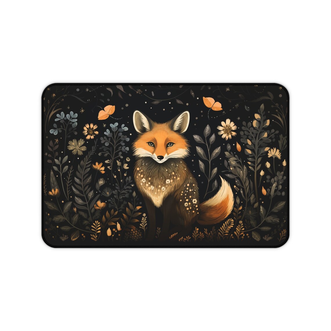 Dark Cottagecore Fox Mat, Fox Desk Mat, Botanical Fox Mouse Pad ...