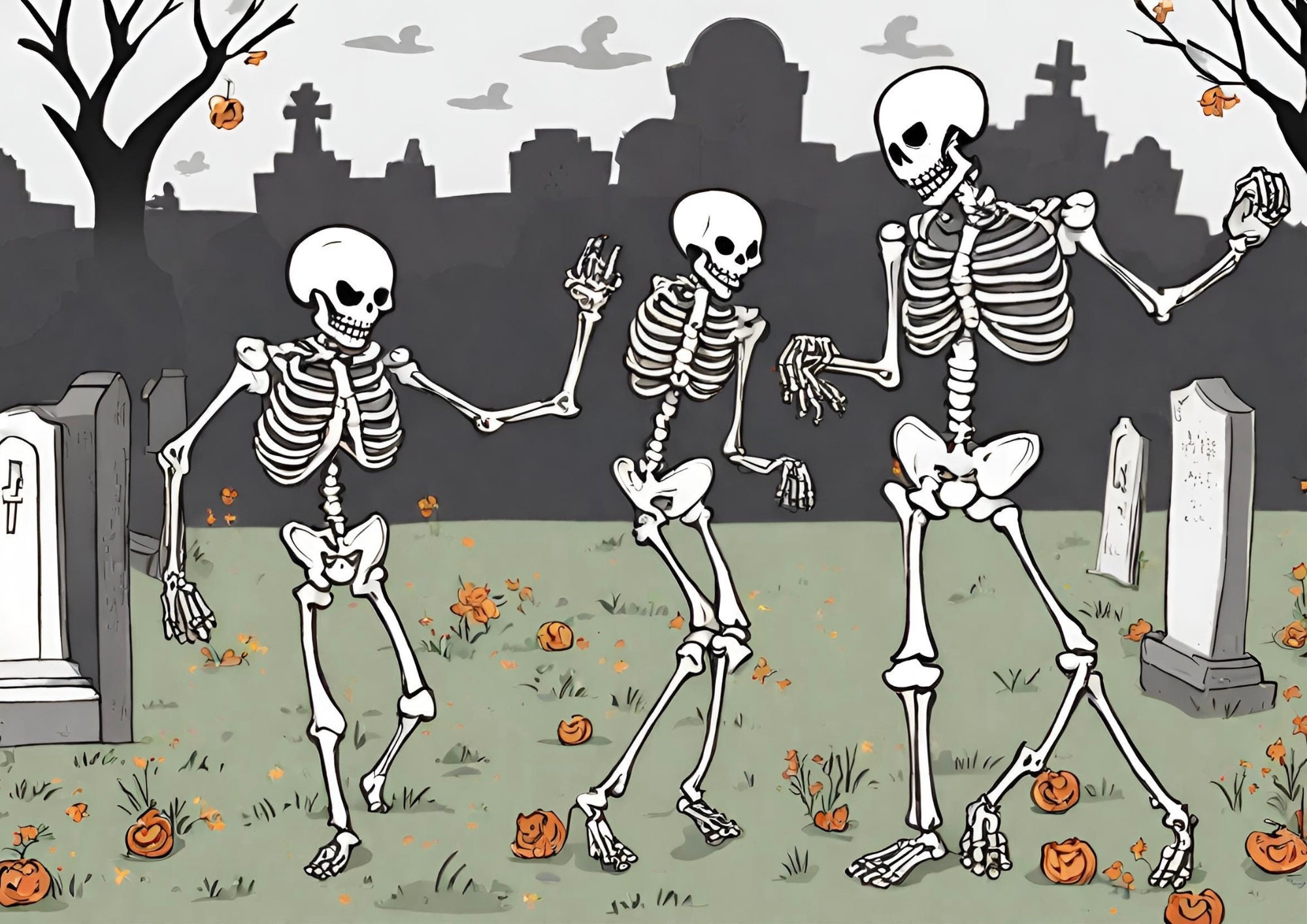 5 Digital Downloads Skeleton Collection Halloween Decor - Etsy