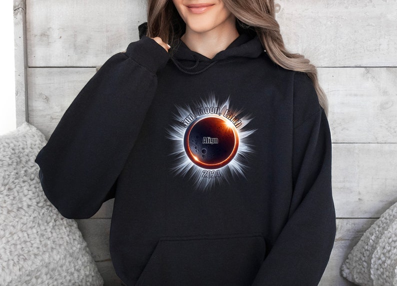 Sun, Moon, Earth Align 2024 Solar Eclipse Hoodie Celestial Alignment, Astronomical Event ...