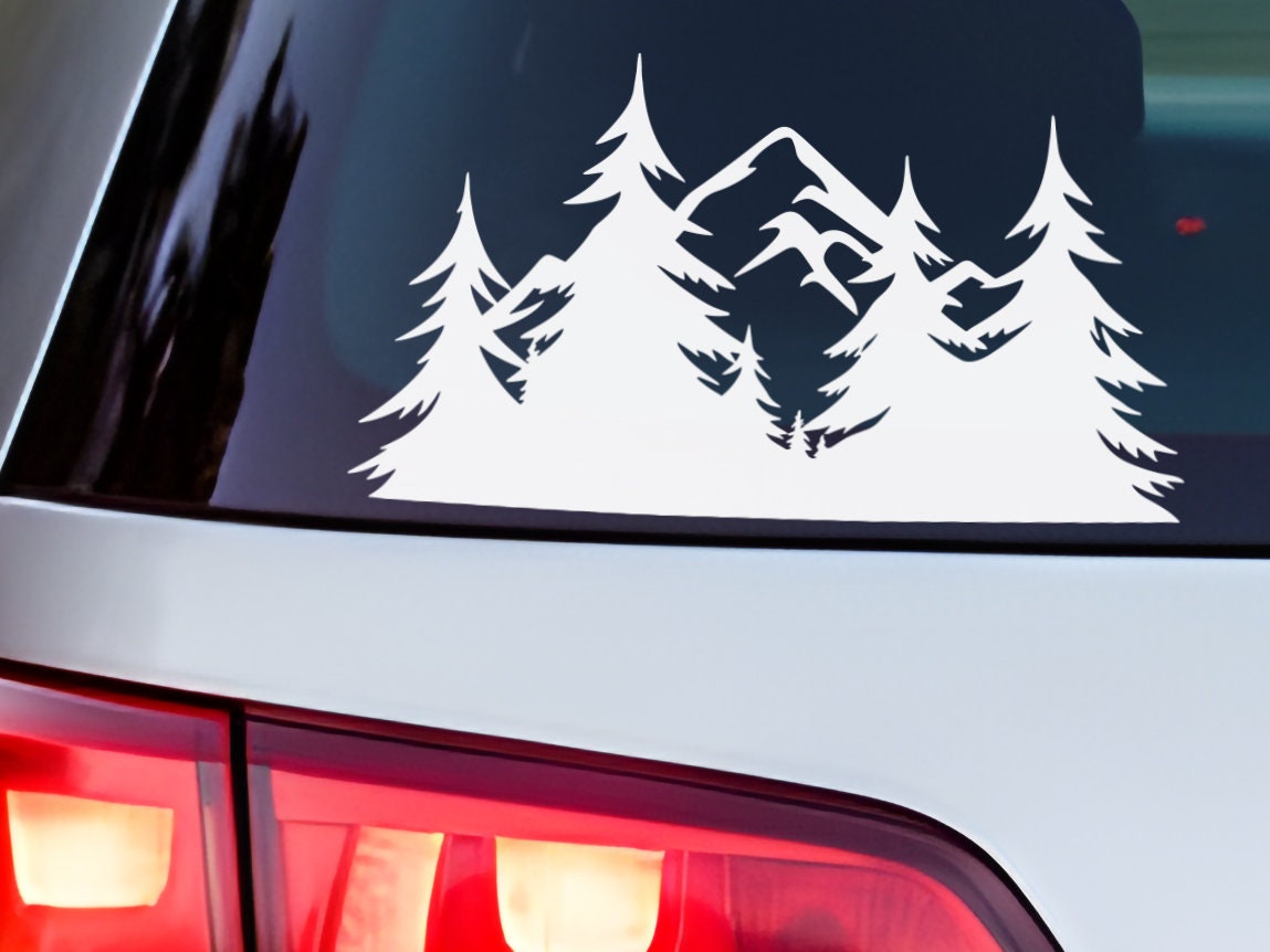 Nature Forest and Mountains Decal Trees Mountains Car Window Stickers ...