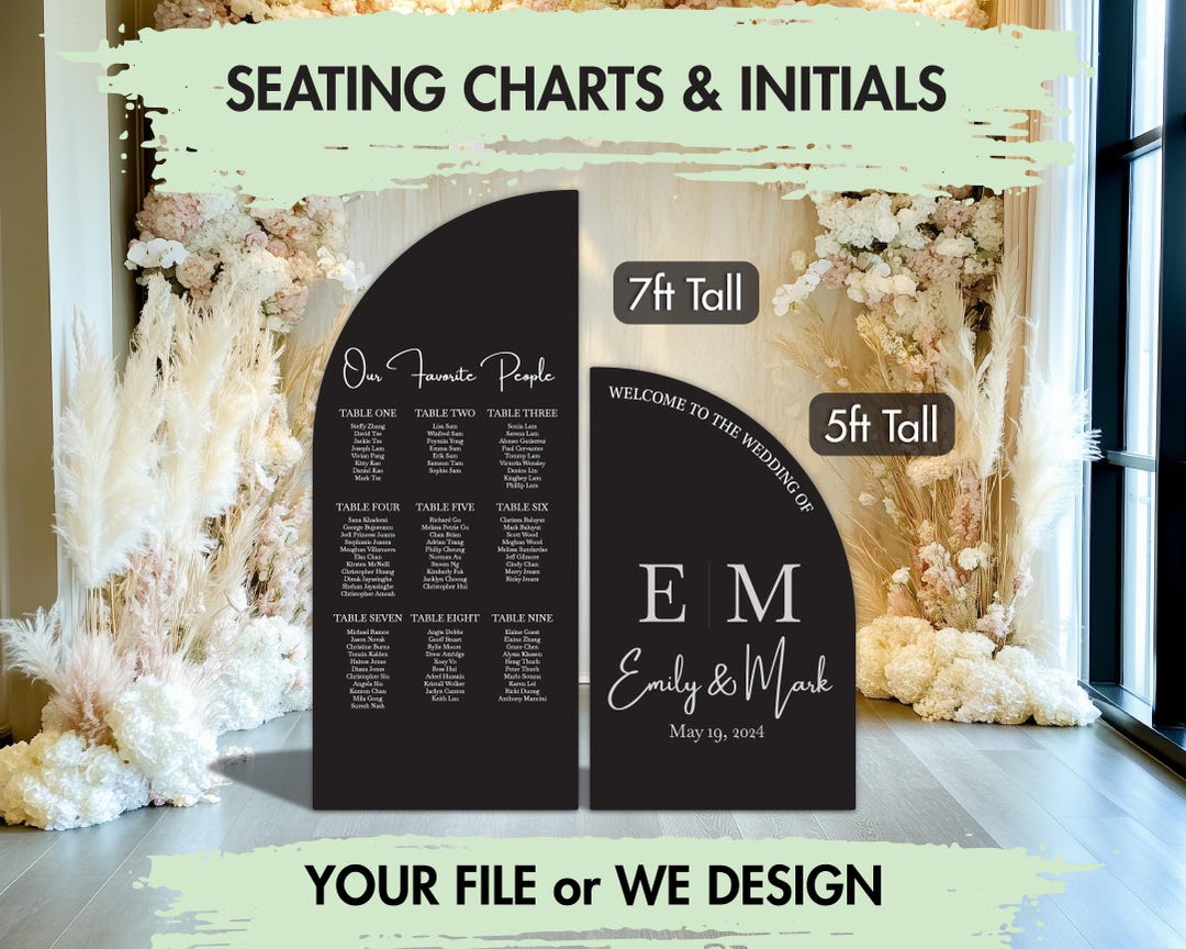 Wedding Seating Chart Arch Backdrop | Custom Initials Large Foam Board ...