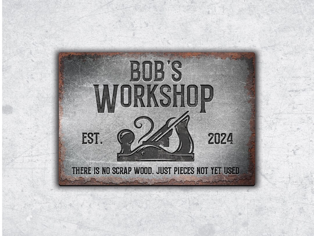 Custom Rusty Workshop Sign Custom Metal Sign Personalized Workshop Sign ...