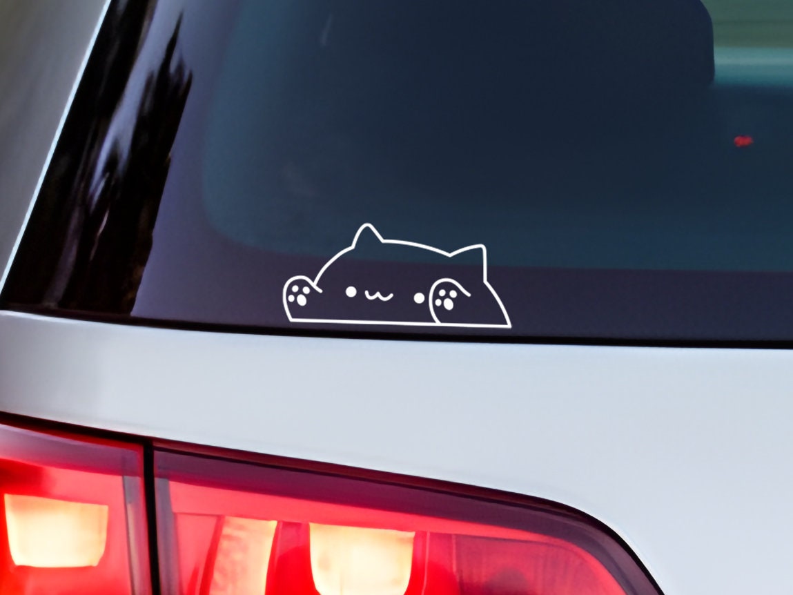 Bongo Cat Sticker Peeking Cat Car Window Stickers - Etsy