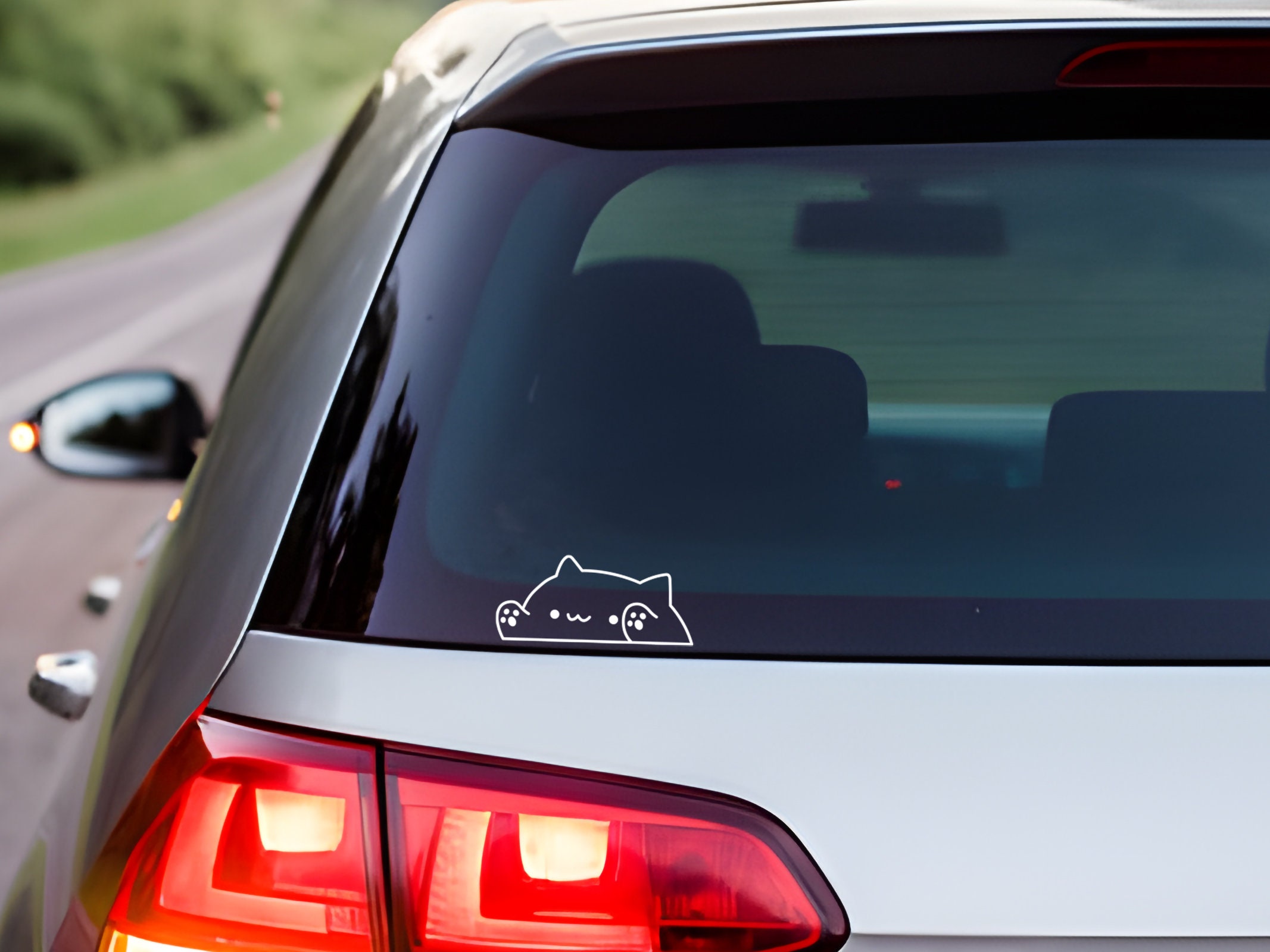 Bongo Cat Sticker Peeking Cat Car Window Stickers - Etsy