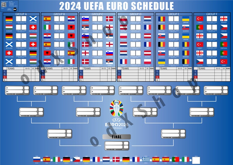 Euro 2024 Fillable Poster Schedule Wallchart DIGITAL VERSION GMT3 ...
