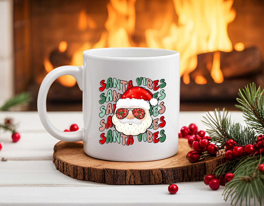 Santa Vibes, Personalized Christmas Mugs, Funny Christmas Mug, Secret ...