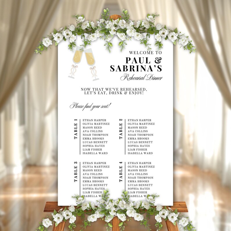 Editable Rehearsal Dinner Welcome Sign Seating Chart Download, the ...