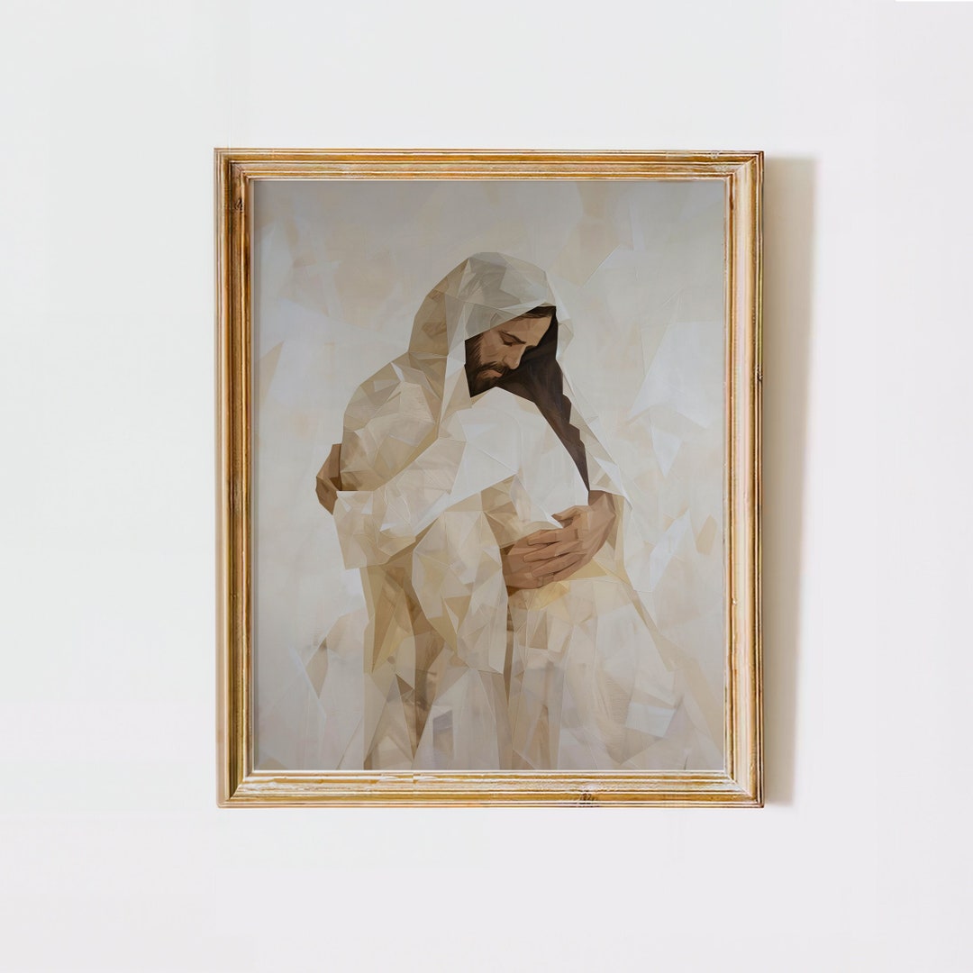 Jesus Hugging a Woman Digital Artwork Abstract Painting Modern ...