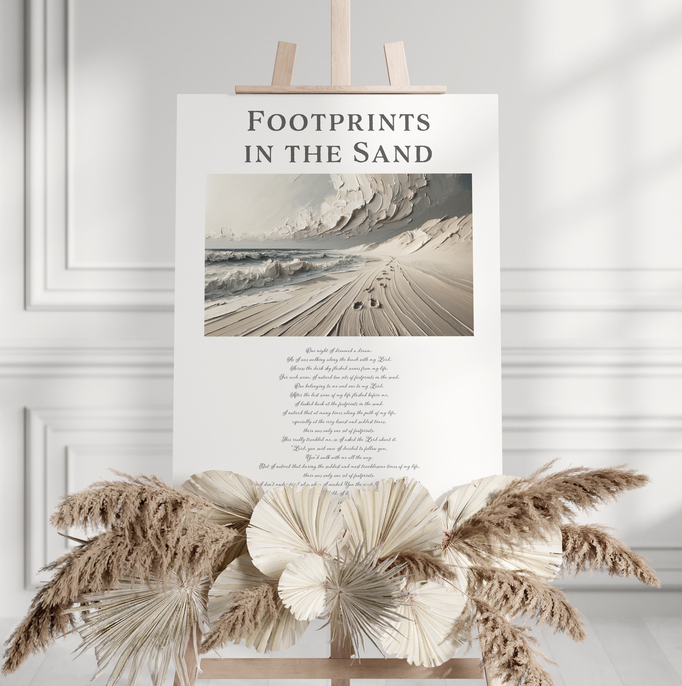 Footprints in the Sand Poem - Christian Wall Art Print - Prayer Art for ...