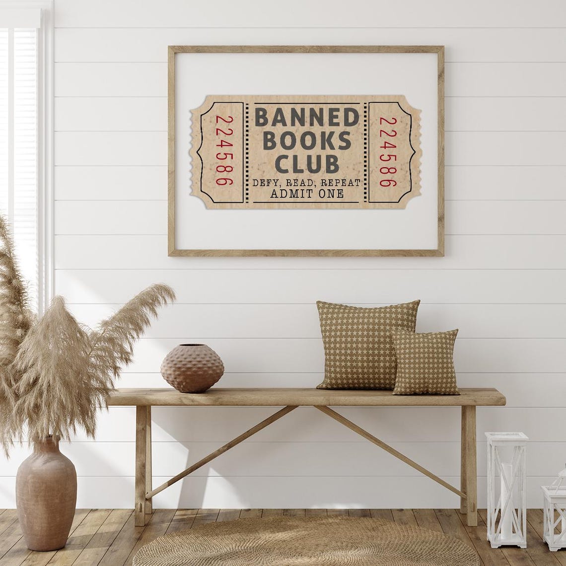 Banned Books Club Print Wall Art Retro Admit One Ticket Poster ...