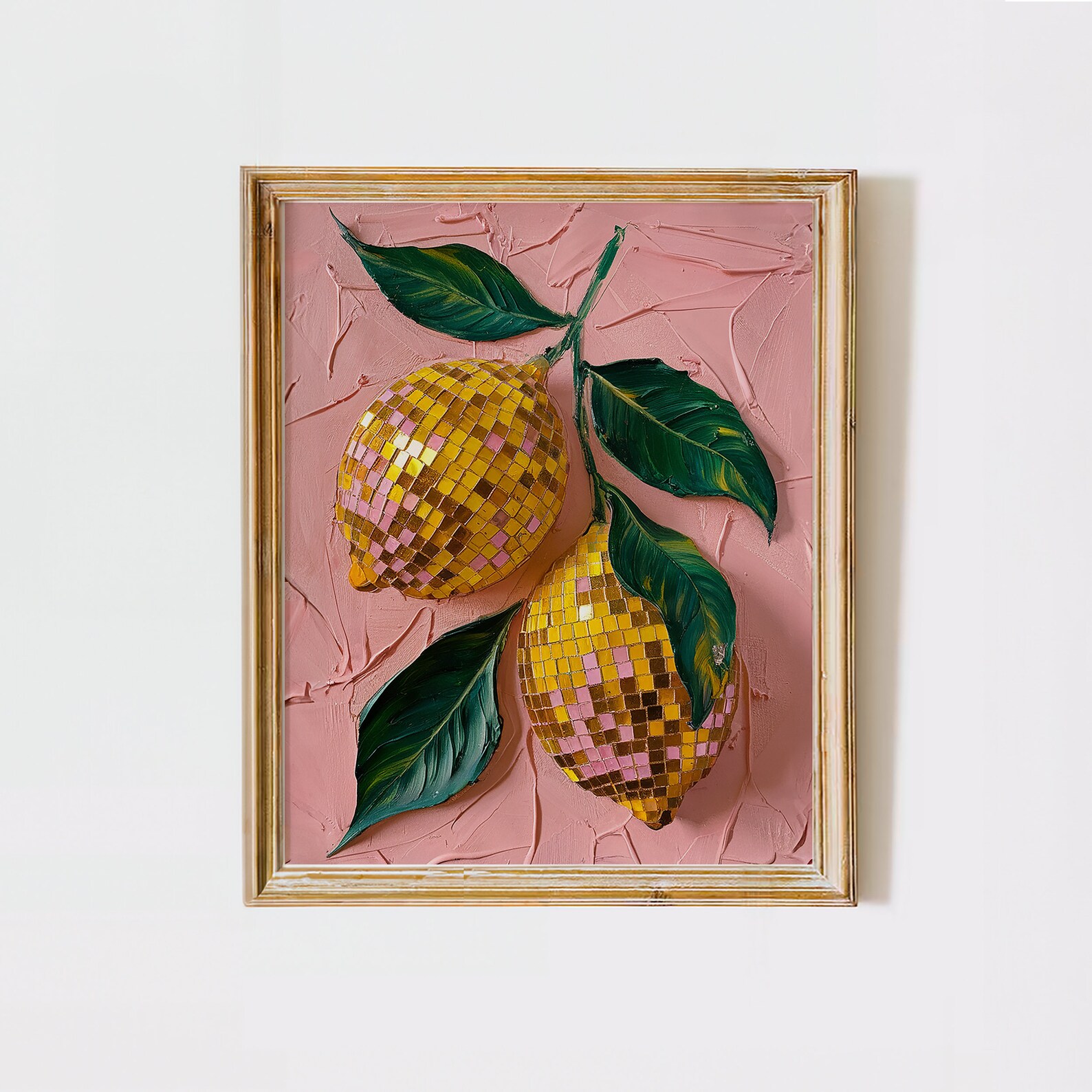 Fruit Market Lemon Disco Ball PRINTABLE Print Pink Wall Art, Yellow ...