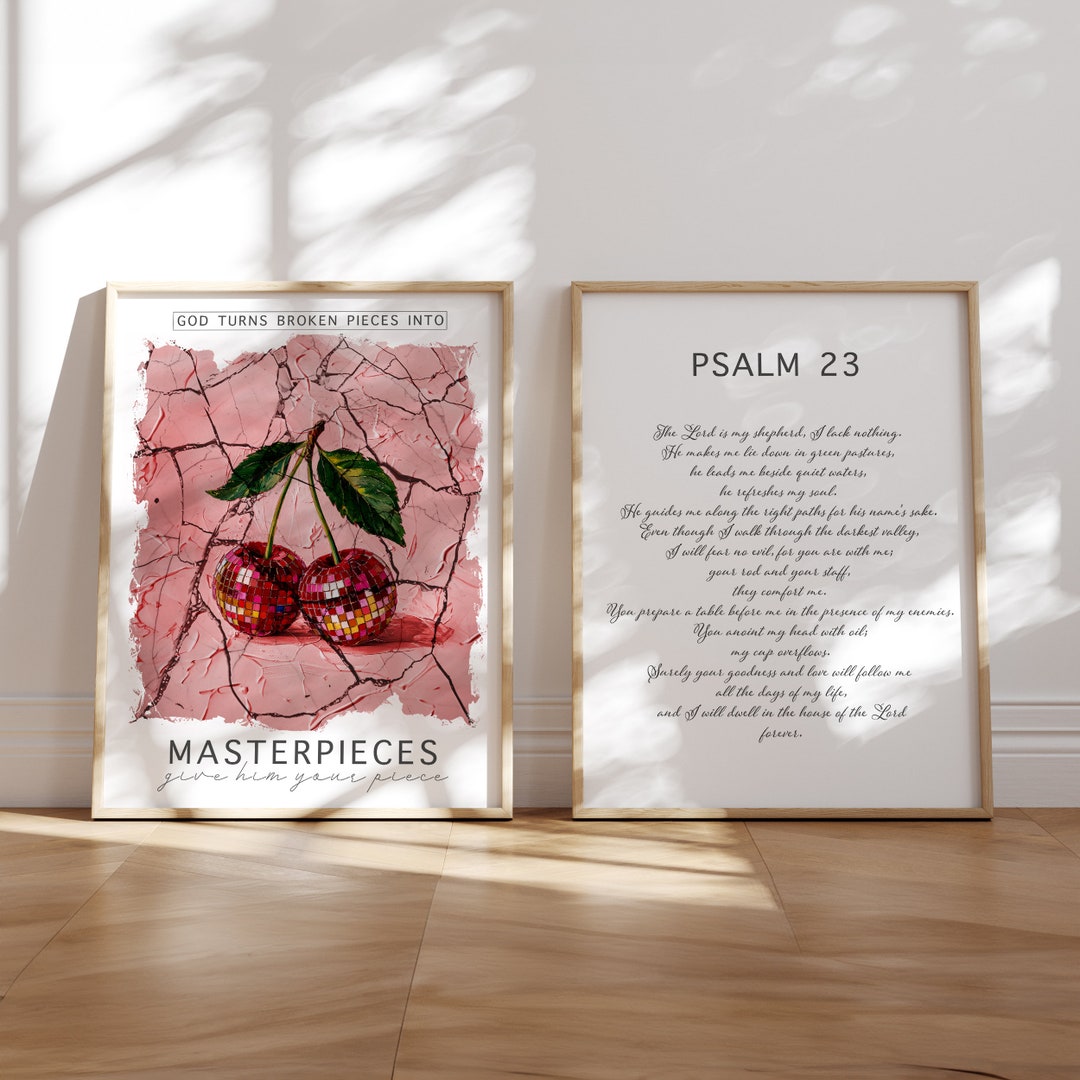 Set of Two Christian Digital Print Posters Pink Aesthetic Wall Art ...