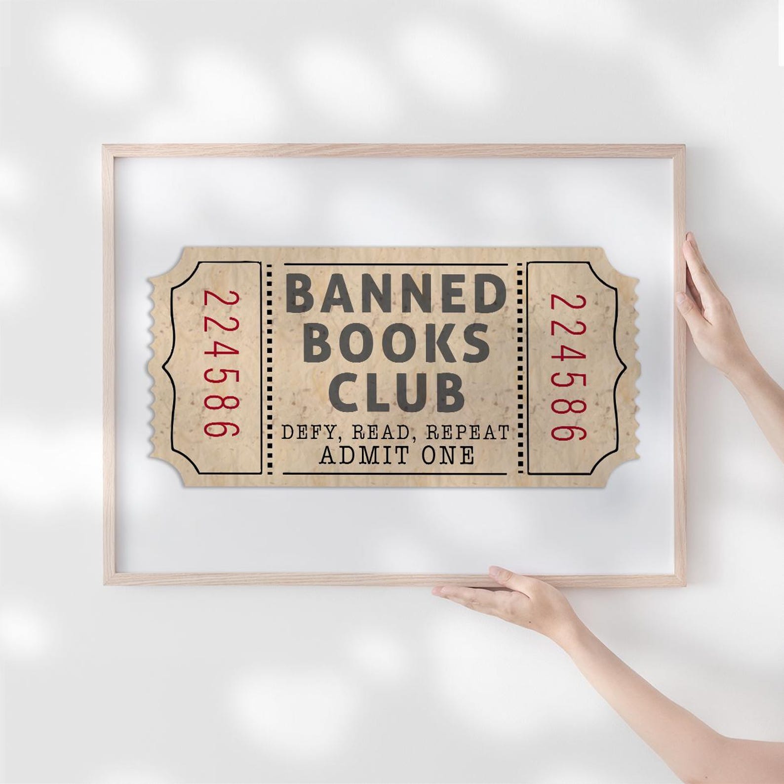 Banned Books Club Print Wall Art Retro Admit One Ticket Poster ...