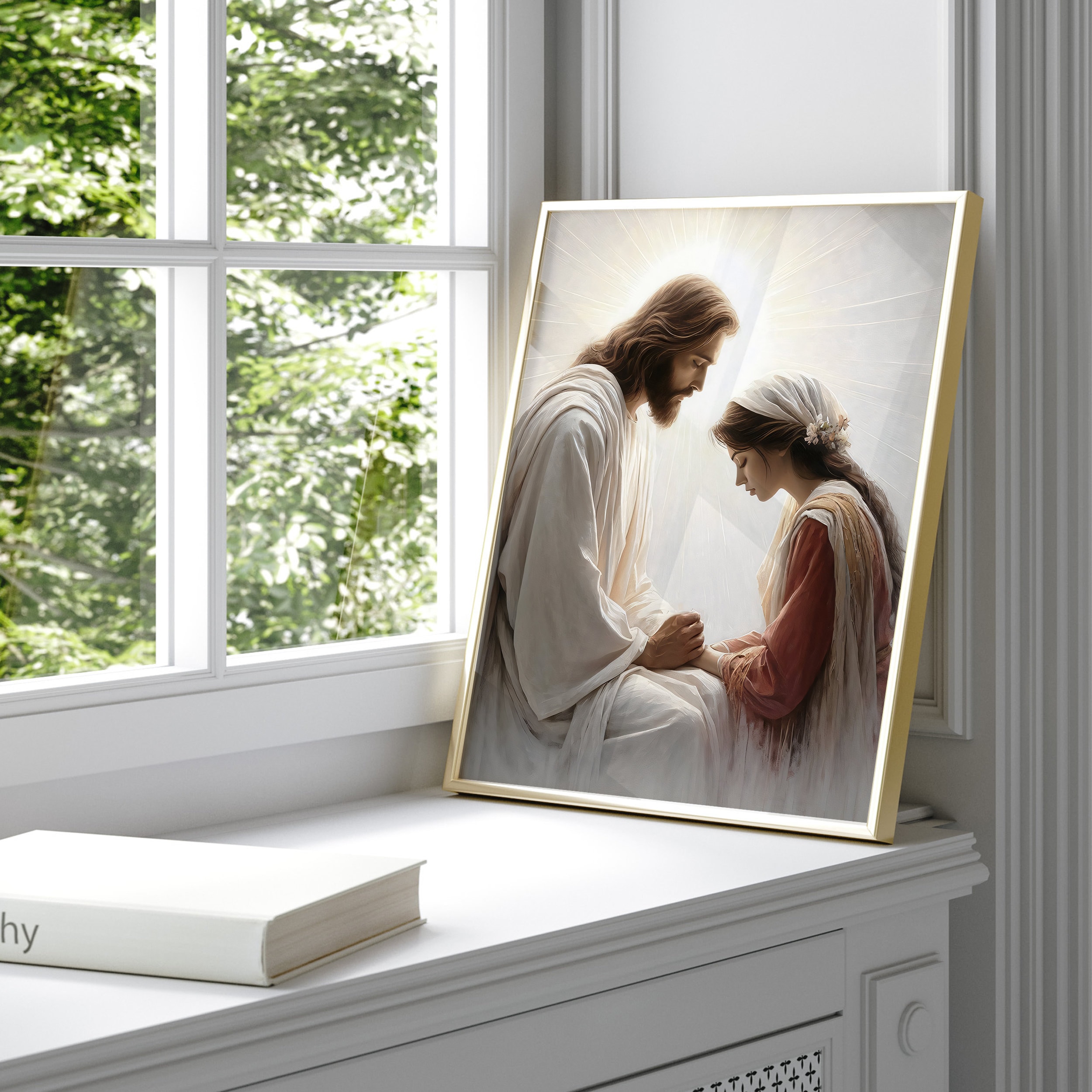 Jesus Praying With Woman Christian Wall Art Jesus Heals Woman Girl ...