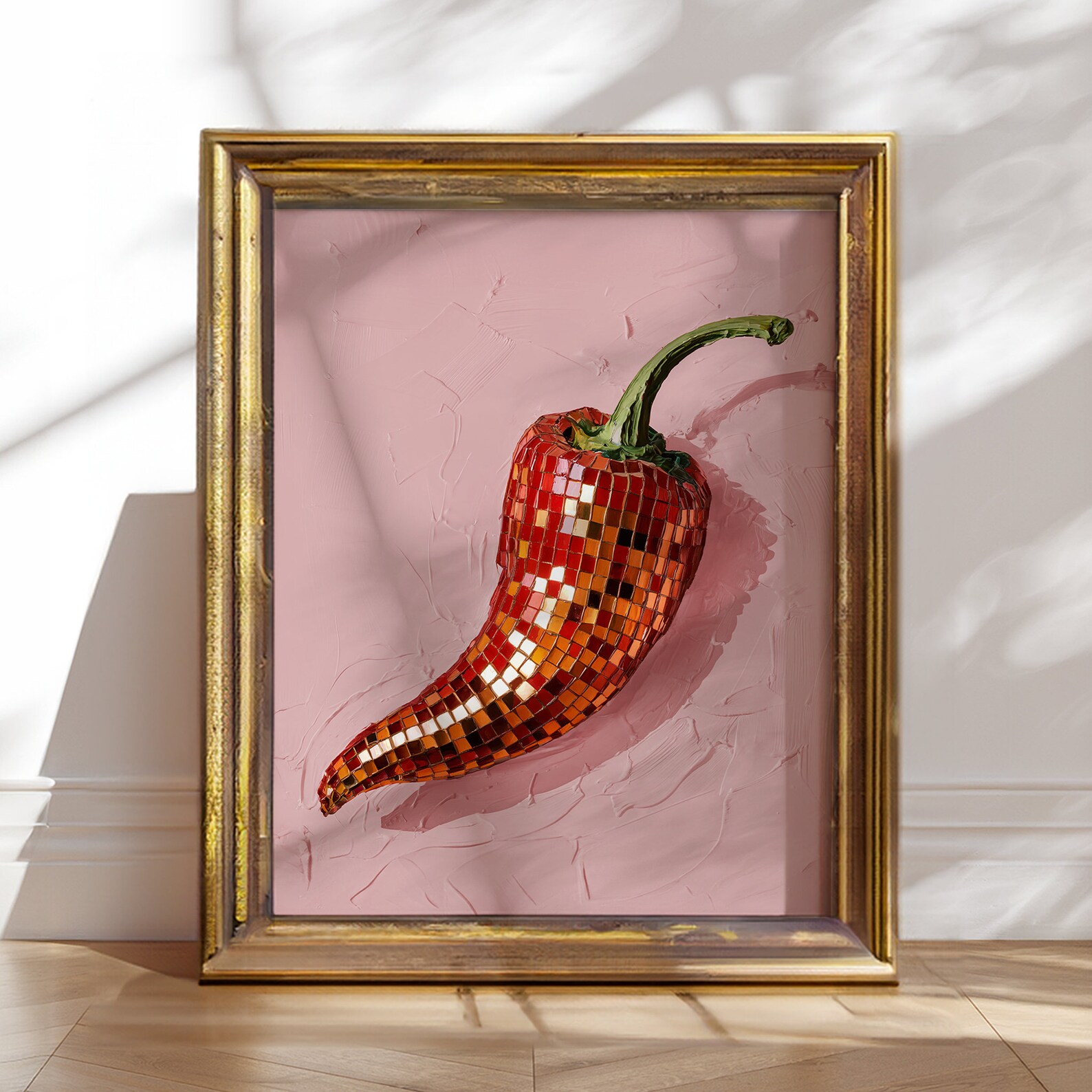 Pink Aesthetic Kitchen Red Chilli Pepper Disco Ball Unique Wall Art ...