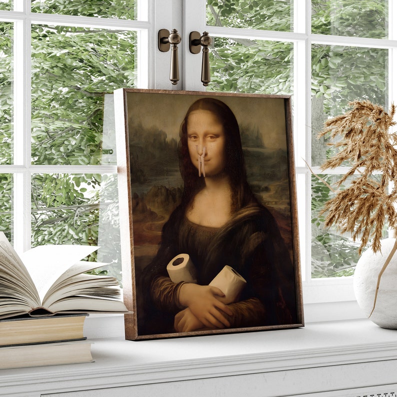 PRINTABLE Funny Wall Art Mona Lisa Portrait Toilet Paper and Peg ...
