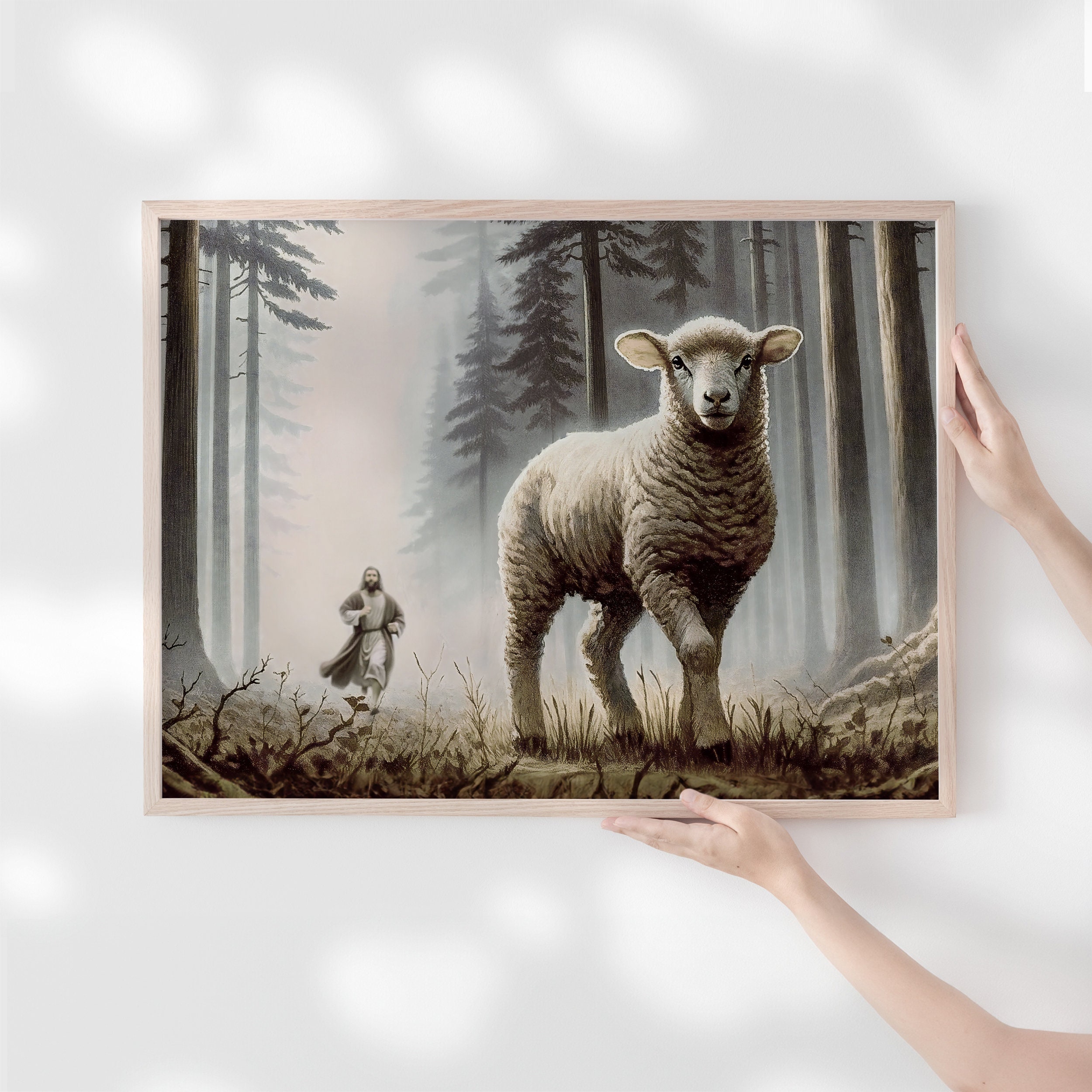 Lost Sheep Print, the Good Shepherd, Jesus Wall Art UNFRAMED Horizontal ...