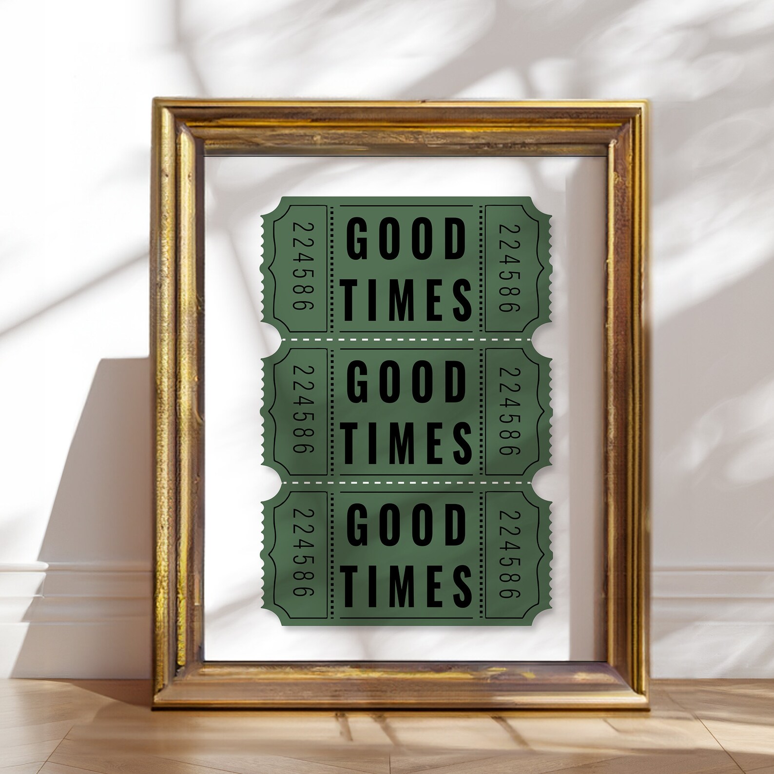 Retro Good Times Tickets Dark Green, Aesthetic Trendy Printable Poster ...