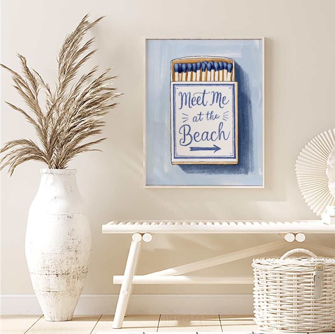 Coastal Print Set of 4 Coastal Decor Oyster Shells Beach Dorm Room ...