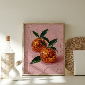 Pink and Orange Wall Art | Kitchen Dining Room Printable | Disco Ball ...