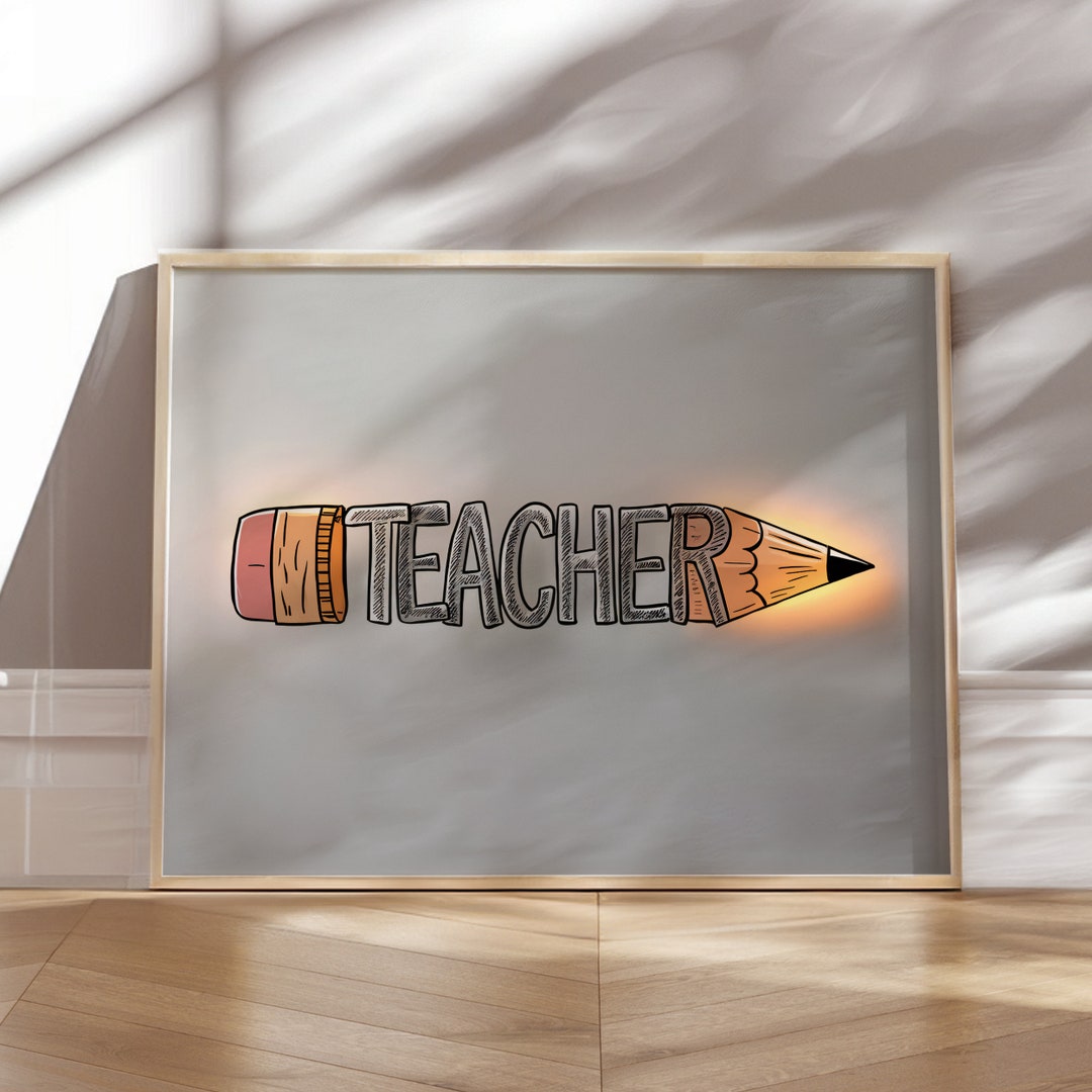 PRINTABLE Wall Art for Teacher Aesthetic Extra Large ,neon Light, 3d ...