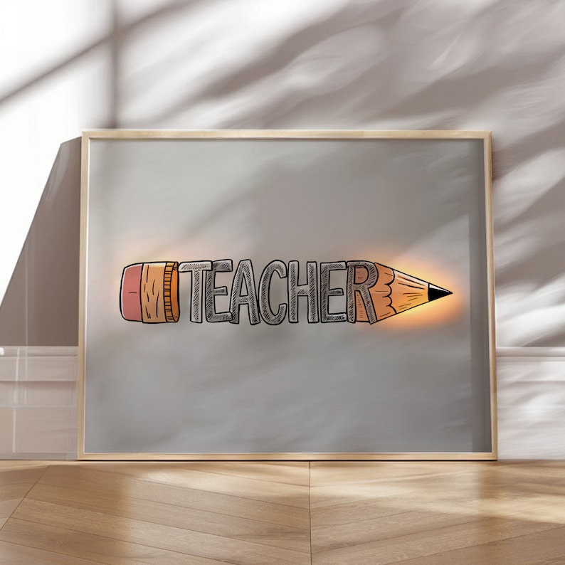 PRINTABLE Wall Art for Teacher Aesthetic Extra Large ,neon Light, 3d ...