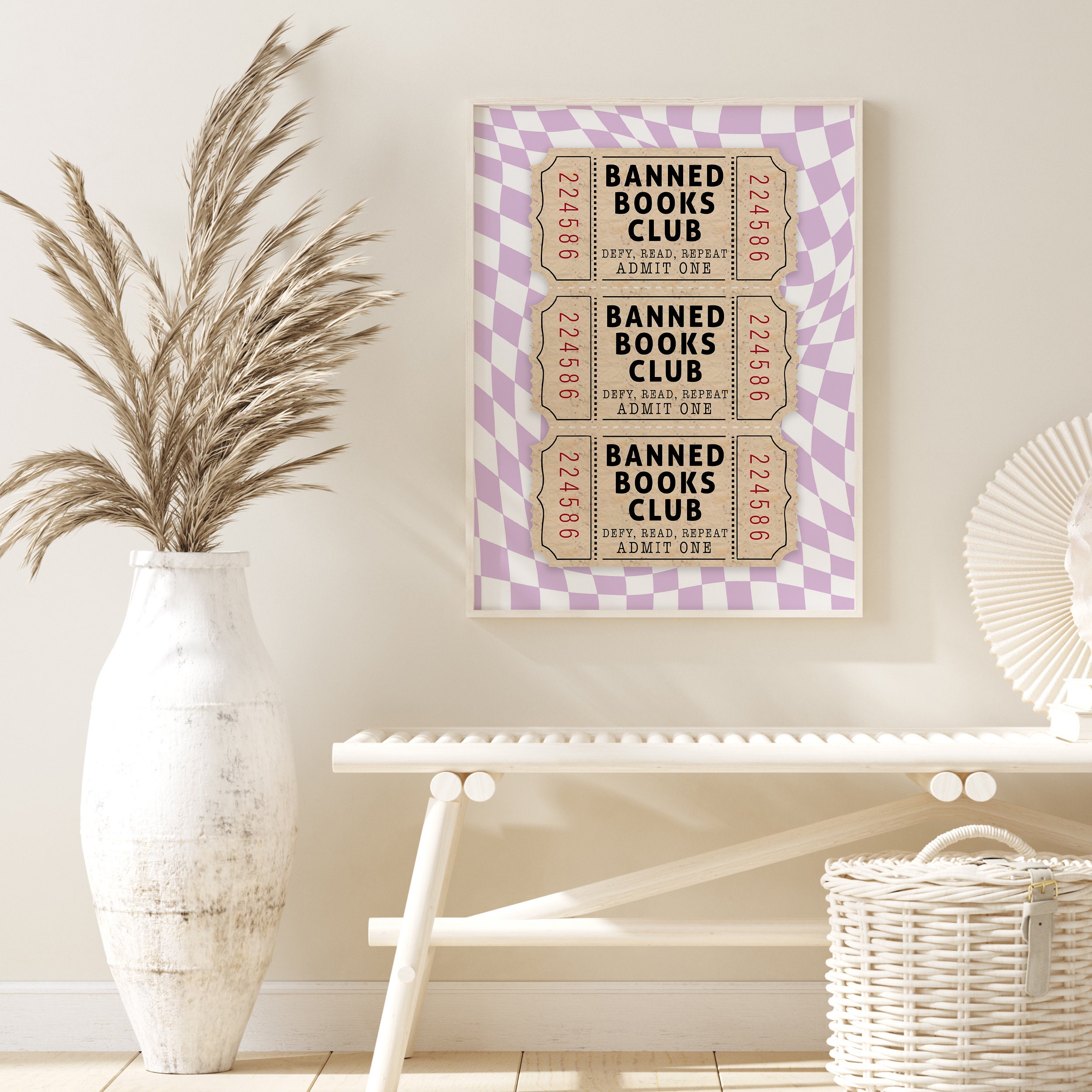 Banned Books Club Ticket Print – Retro Trippy Wall Art UNFRAMED Poster ...