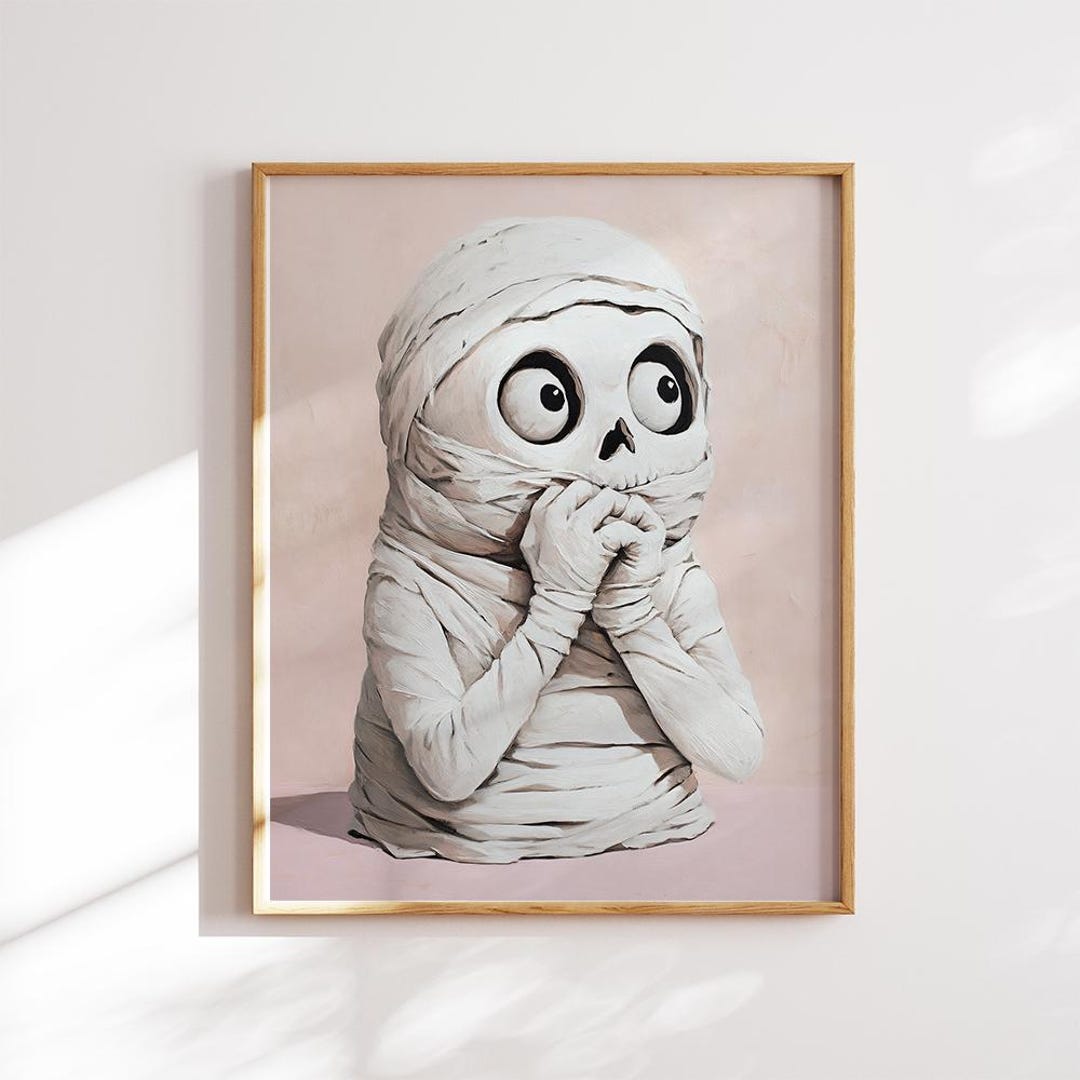 Trendy Pink Halloween Mummy Wall Art Digital Print Funny Halloween ...
