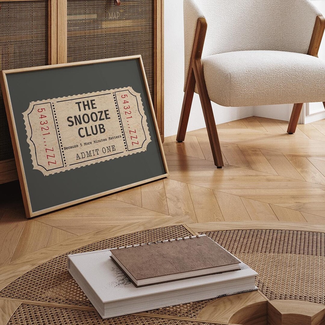 Funny Wall Art Print the Snooze Club Print Because 5 More Minutes ...