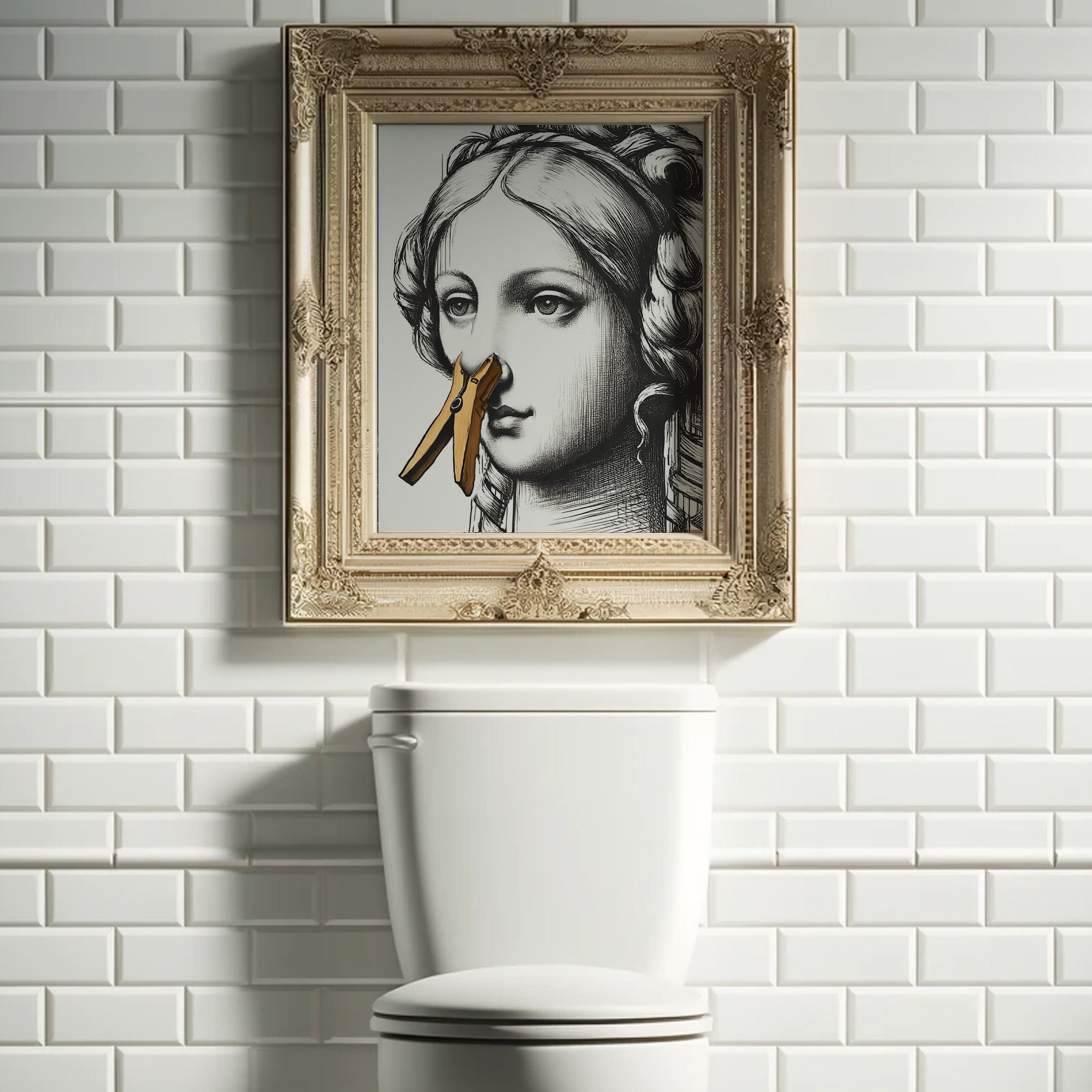 Funny Renaissance Woman Bathroom Art Print Sign, Toilet Humor Decor ...