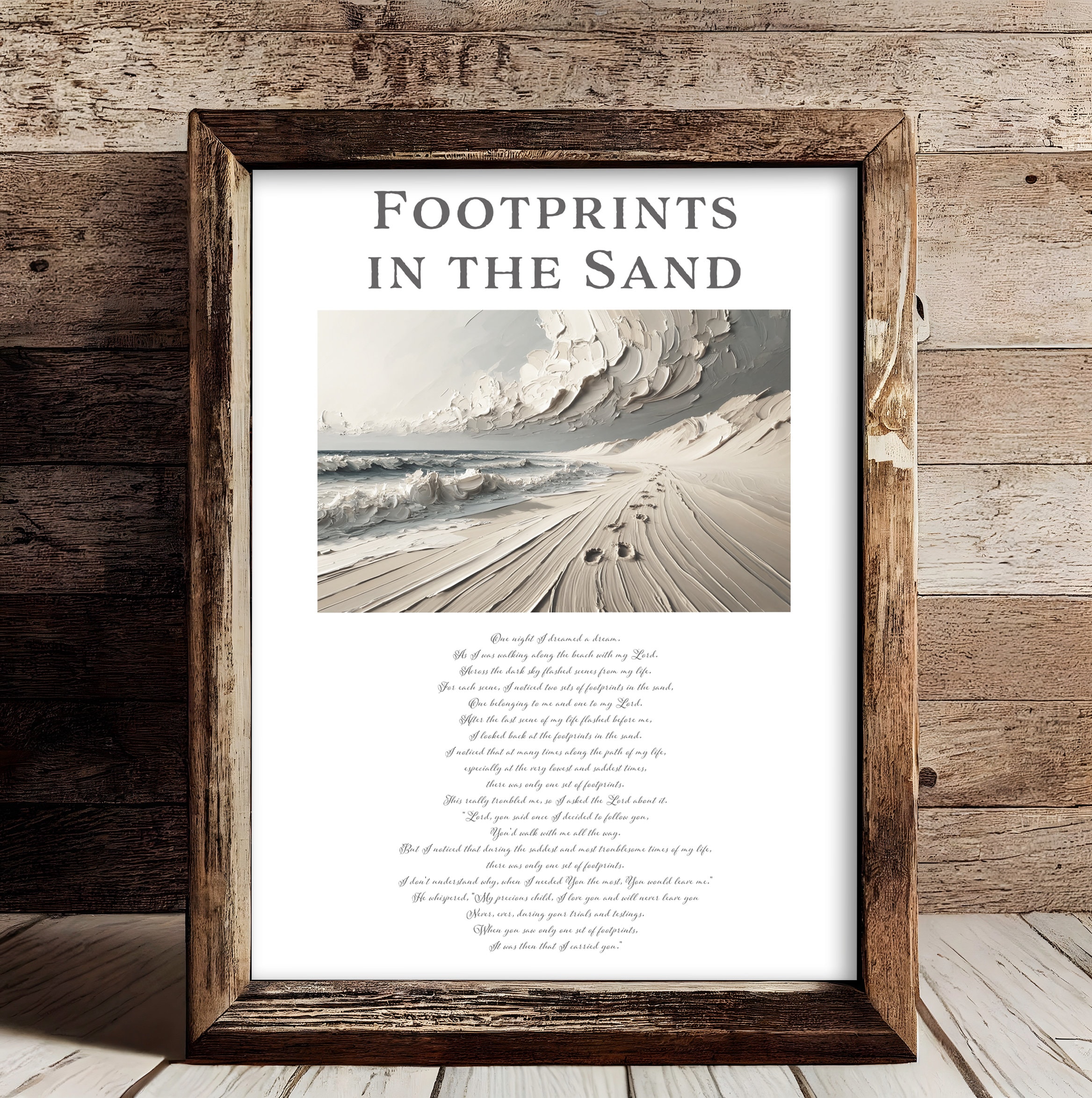 Footprints in the Sand Poem - Christian Wall Art Print - Prayer Art for ...