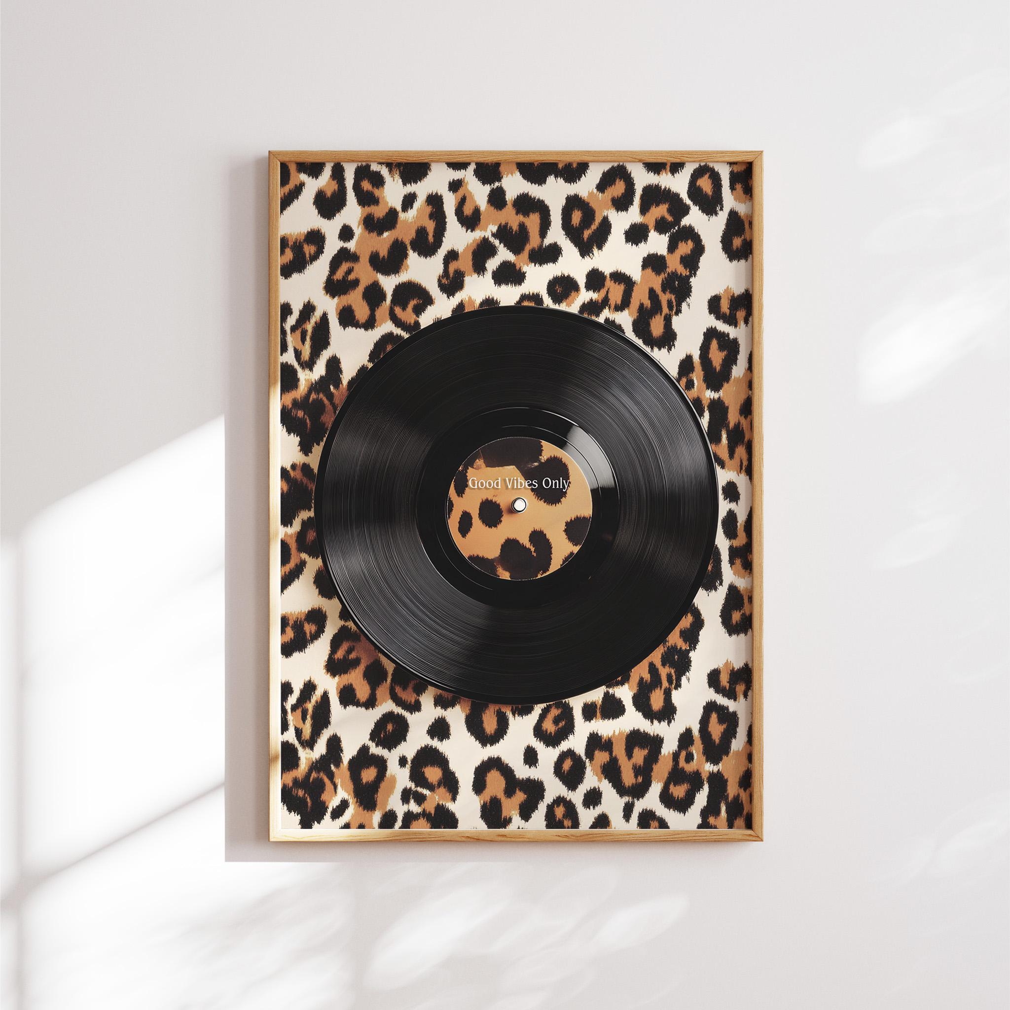 Retro Leopard Vinyl Record Art Print, Good Vibes Only UNFRAMED Poster ...