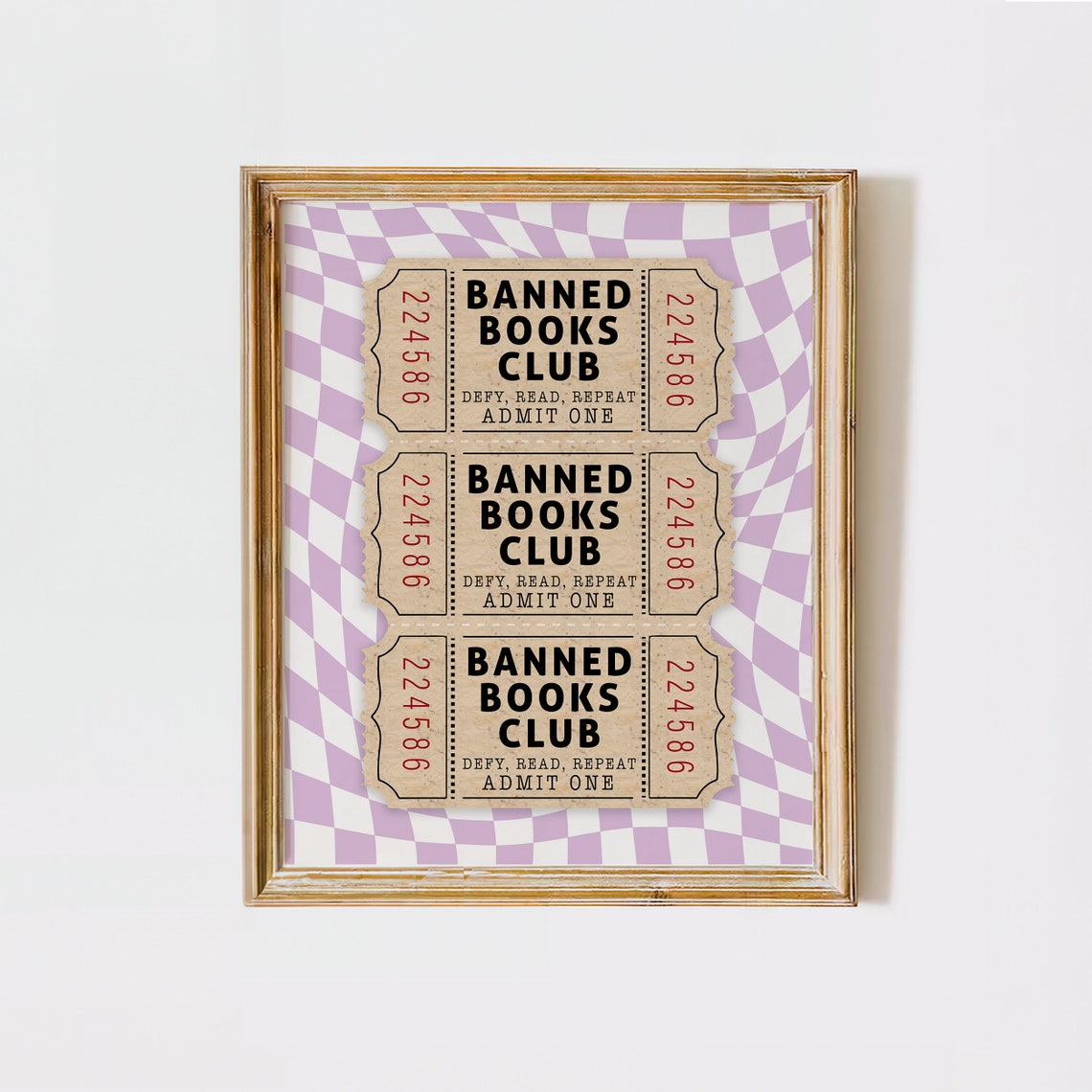 Banned Books Club Ticket Print – Retro Trippy Wall Art UNFRAMED Poster ...