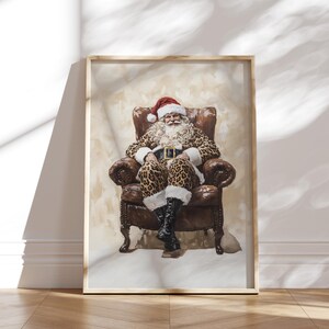 Christmas Wall Art With Leopard Santa Claus Print Xmas Poster Print ...