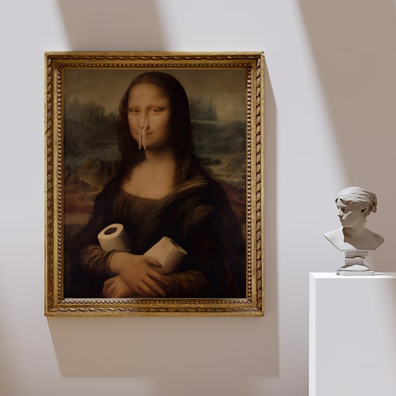 PRINTABLE Funny Wall Art Mona Lisa Portrait Toilet Paper and Peg ...