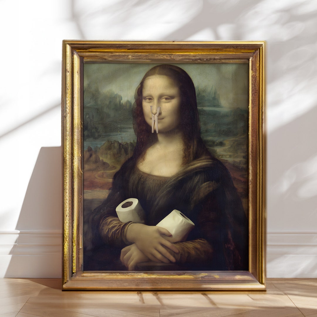 PRINTABLE Funny Wall Art Mona Lisa Toilet Paper and Peg Clothespin on ...