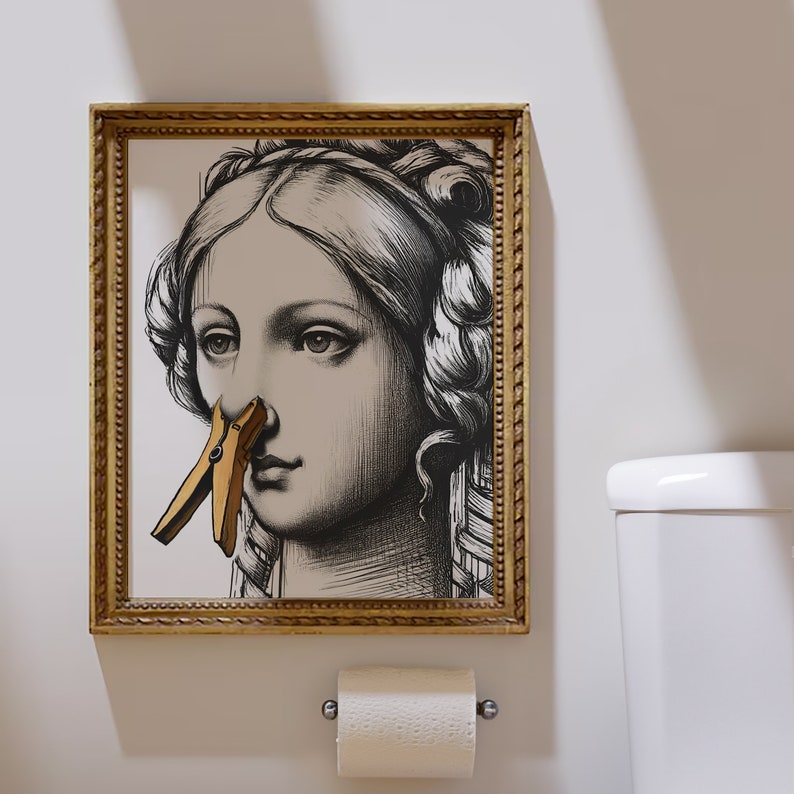 Funny Renaissance Woman Bathroom Art Print Sign, Toilet Humor Decor ...