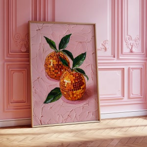 Pink and Orange Wall Art | Kitchen Dining Room Printable | Disco Ball ...