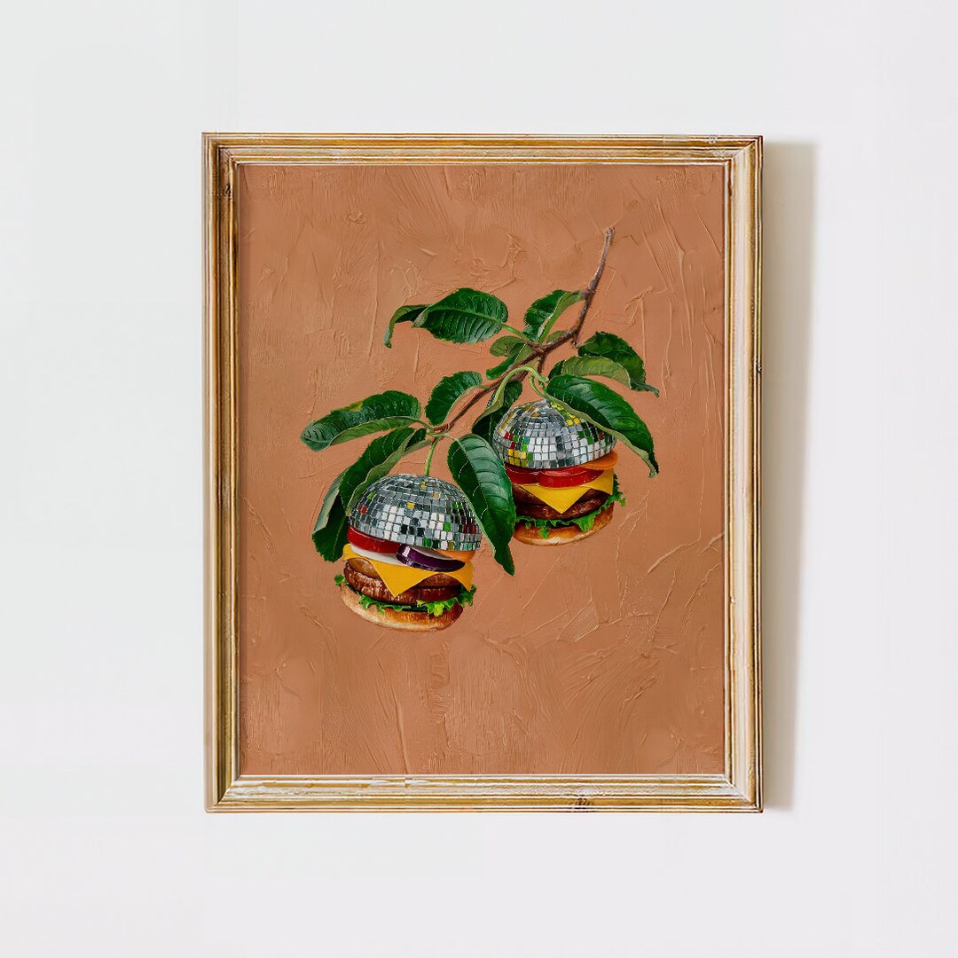 Disco Ball Burgers Terracotta Wall Art for Kitchen Dining Room ...