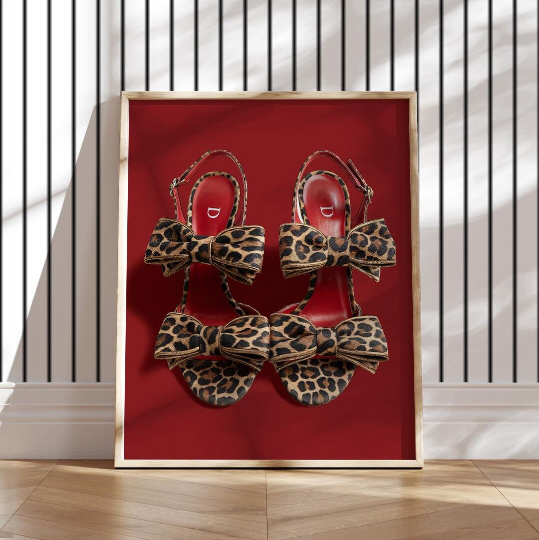 Red Leopard Stiletto High Heels Printable Wall Art Poster Vintage ...