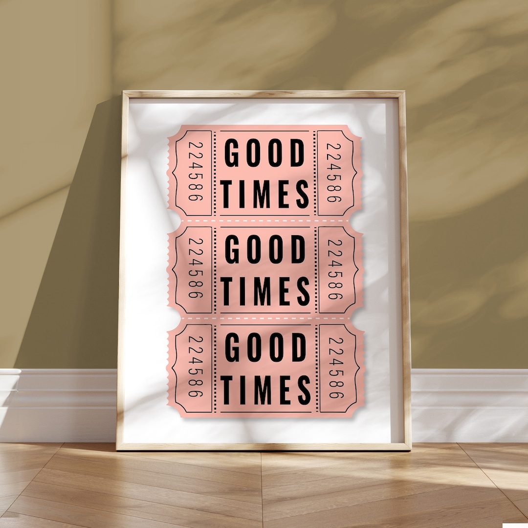 Retro Good Times Tickets Pastel Pink Maximalist Summer Decor - Cool ...