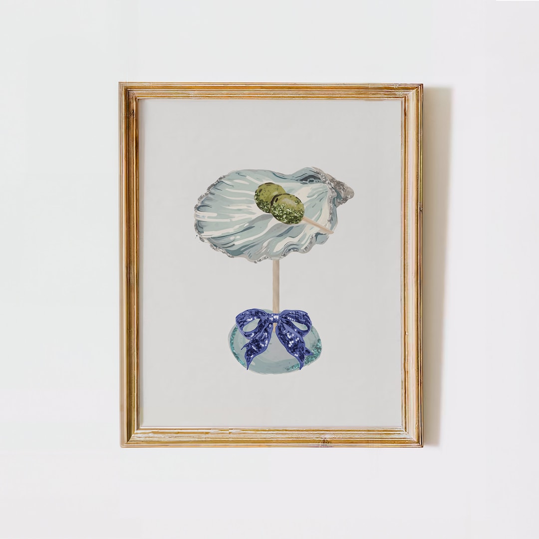 Seashell Martini Print, Bar Cart Art Print, Digital Download, Cocktail ...