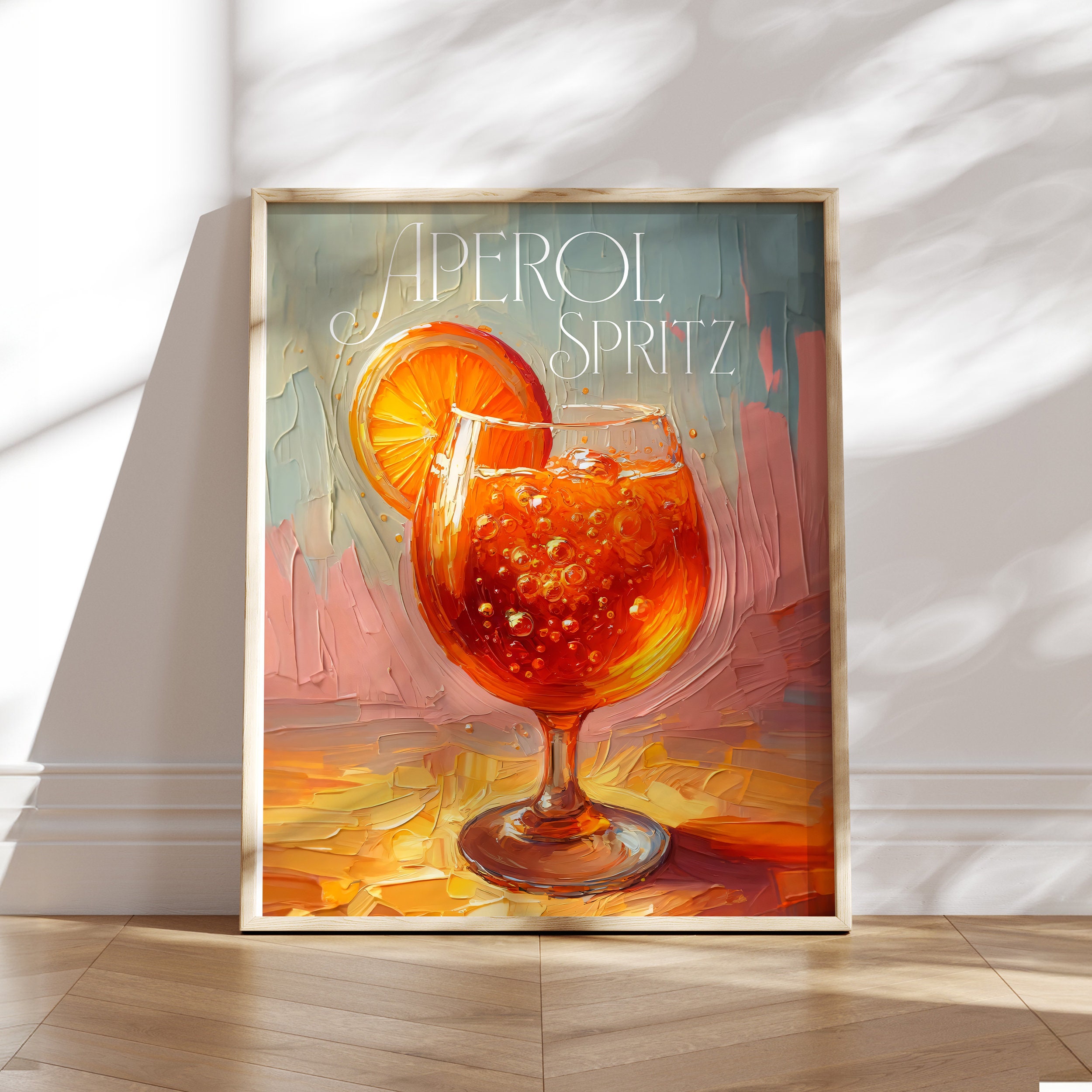 PRINTABLE Vibrant Aperol Spritz Cocktail Art Print Colorful Kitchen ...