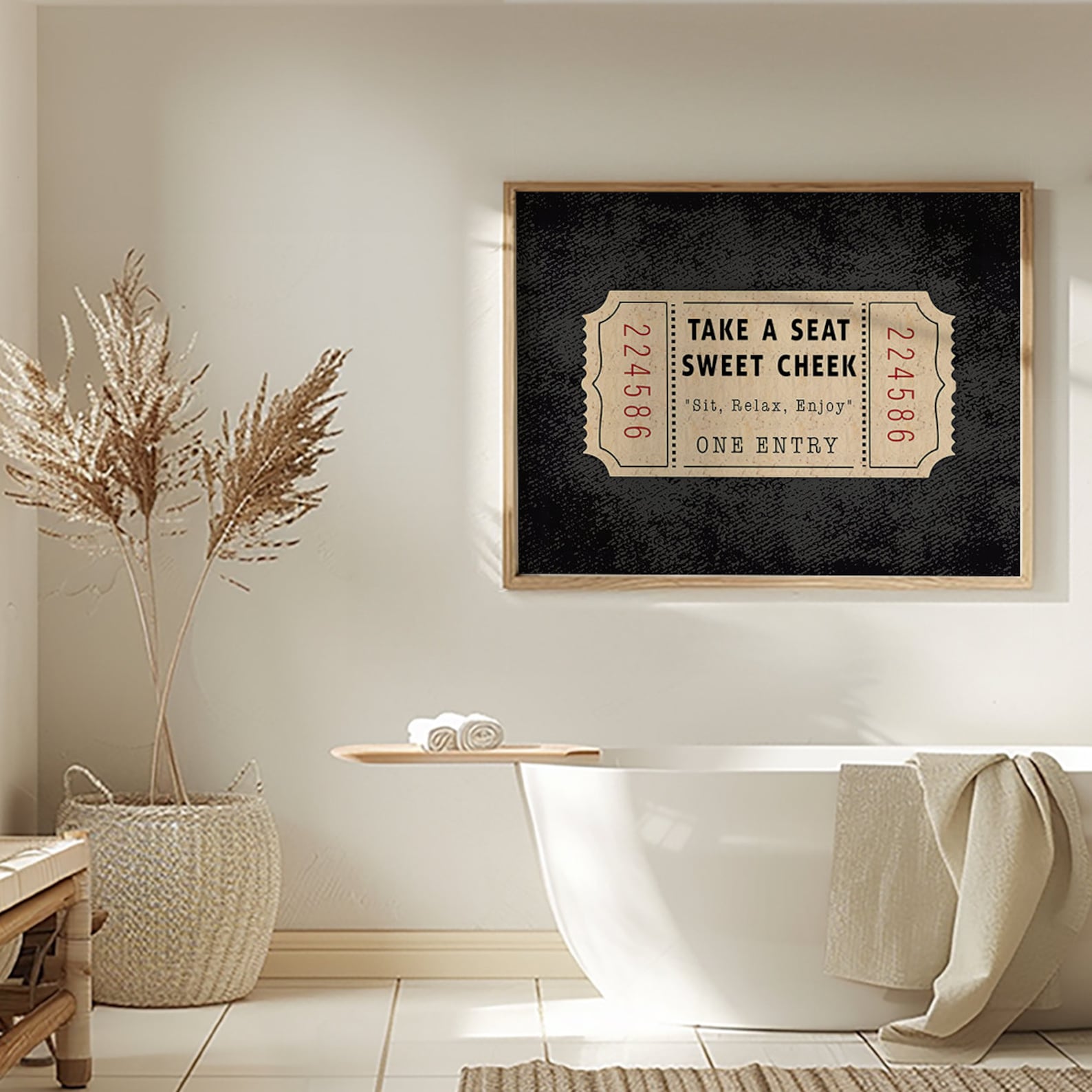 Funny Toilet Prints Vintage Prank Wall Art Take a Seat Sweet Cheek ...